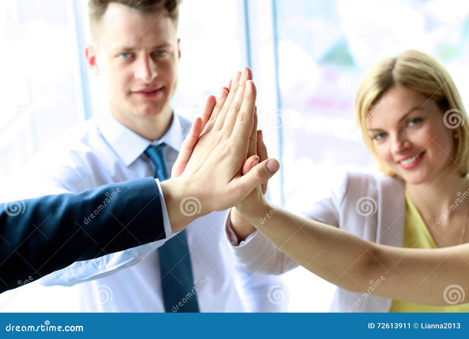 Happy Business Team Giving High Five in Office Stock Image - Image of ...