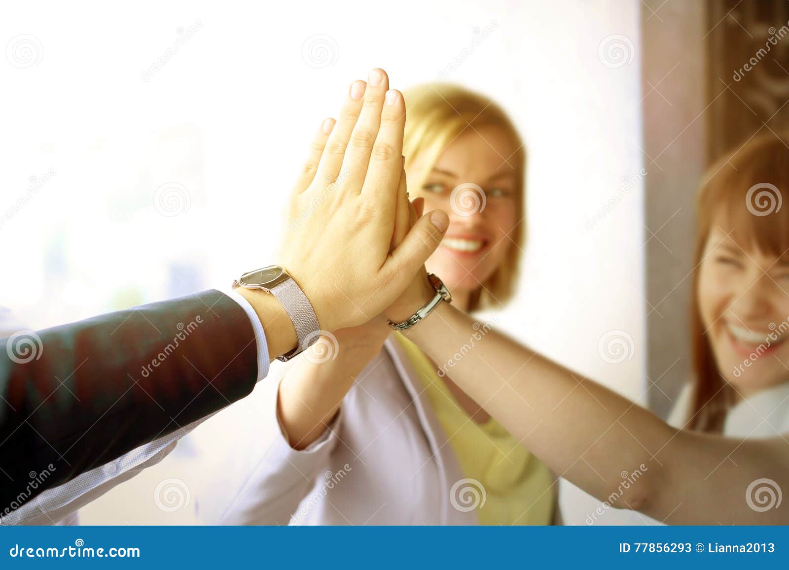Happy Business Team Giving High Five in Office Stock Image - Image of ...