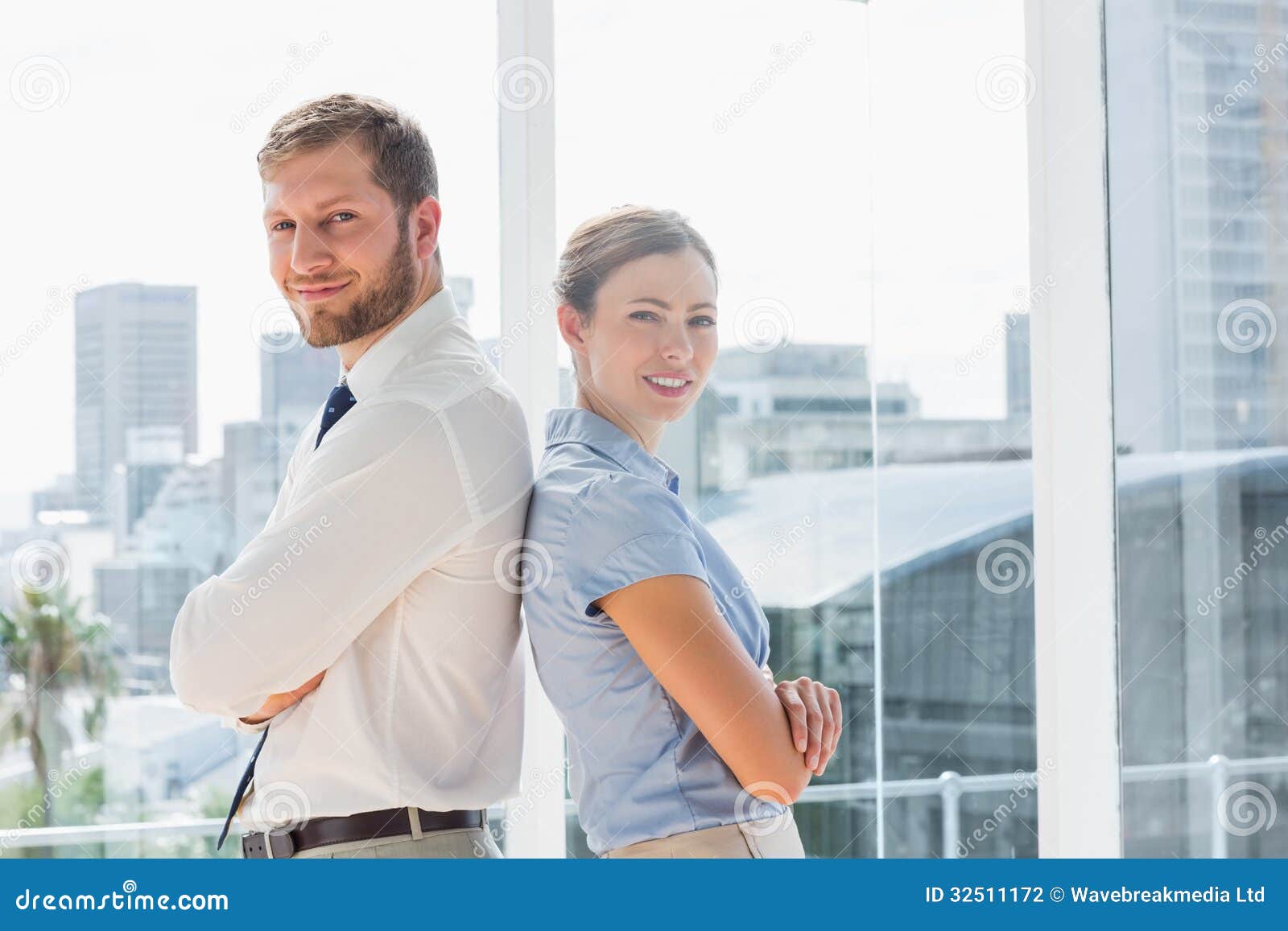 Happy Business Team Standing Back To Back Stock Photo - Image of ...