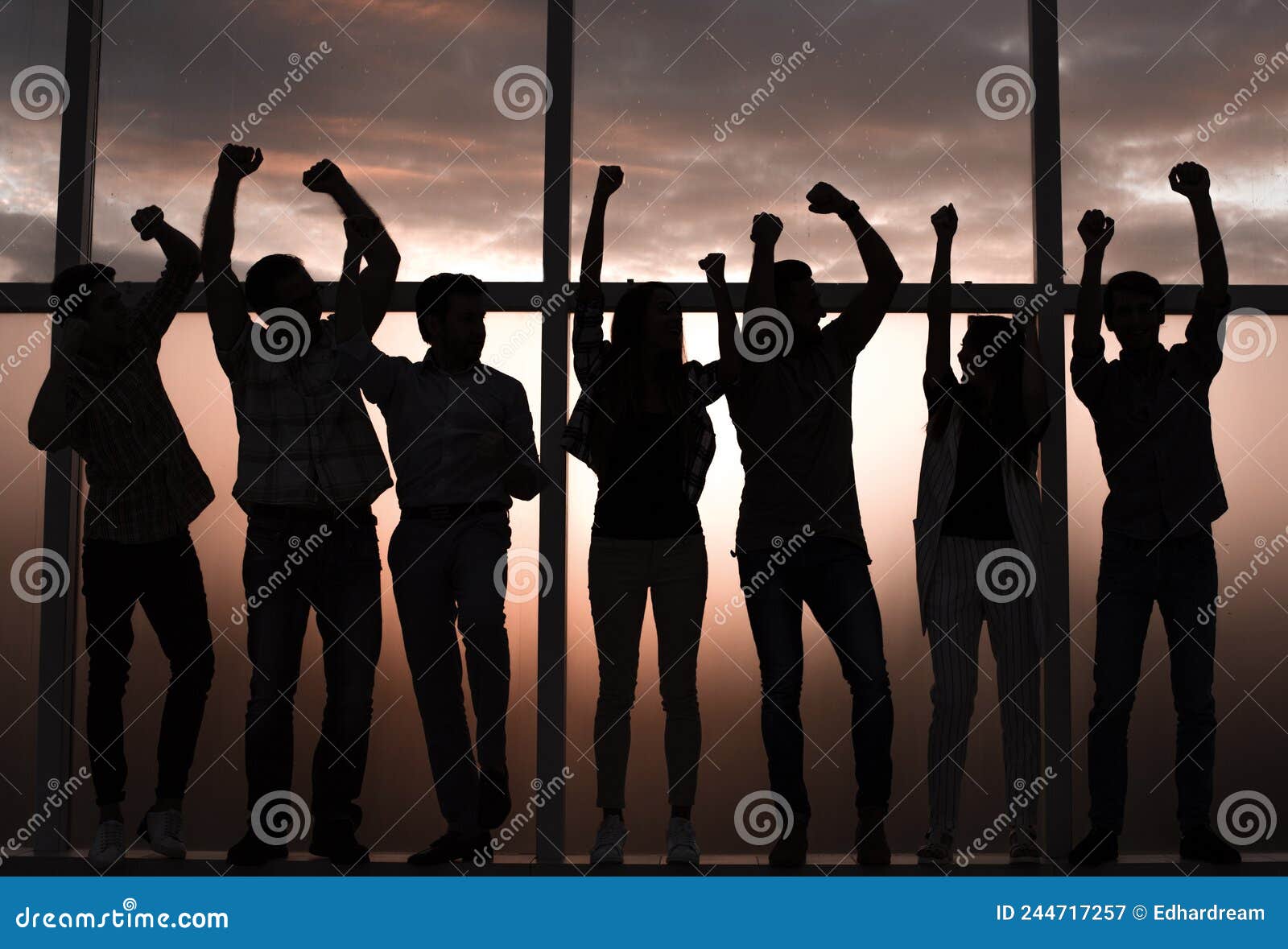 Happy Business Team Standing by the Window Stock Image - Image of ...