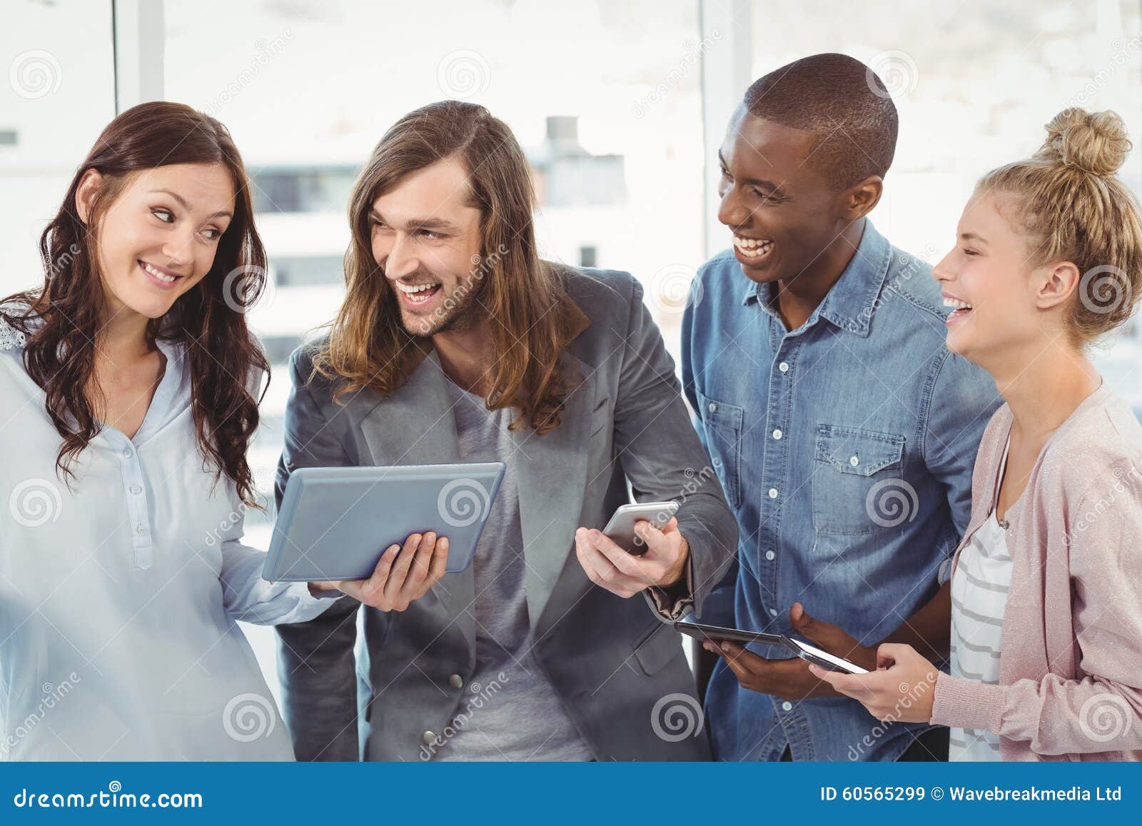 Happy Business Team Using Technology Stock Image - Image of coworkers ...