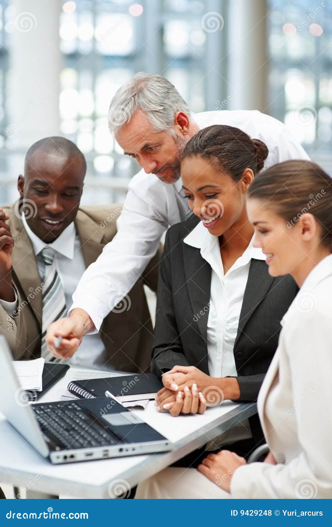 Happy Business Team Working Together Stock Photo - Image of computer ...