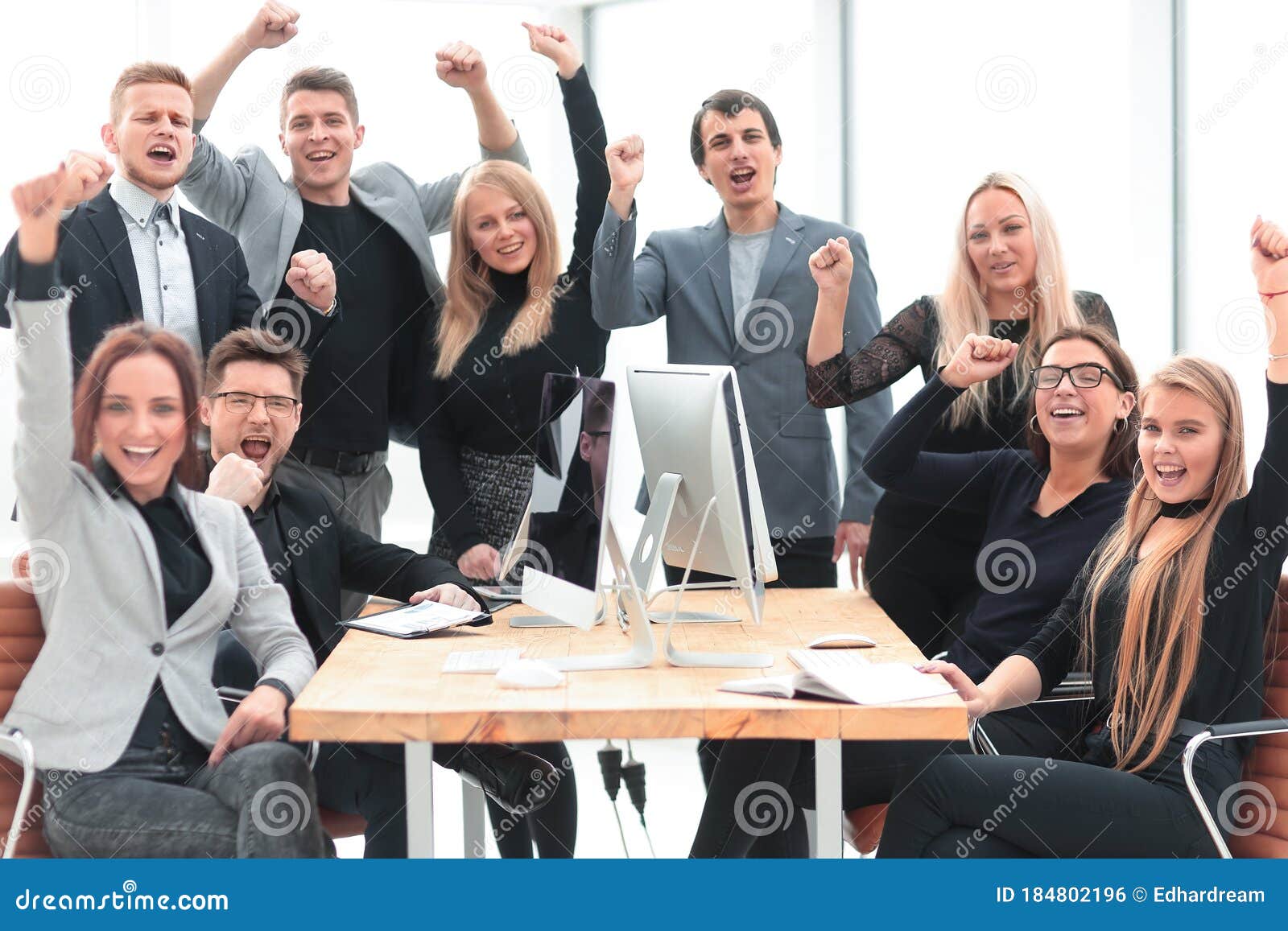 Happy Business Team at the Workplace in the Office Stock Photo - Image ...