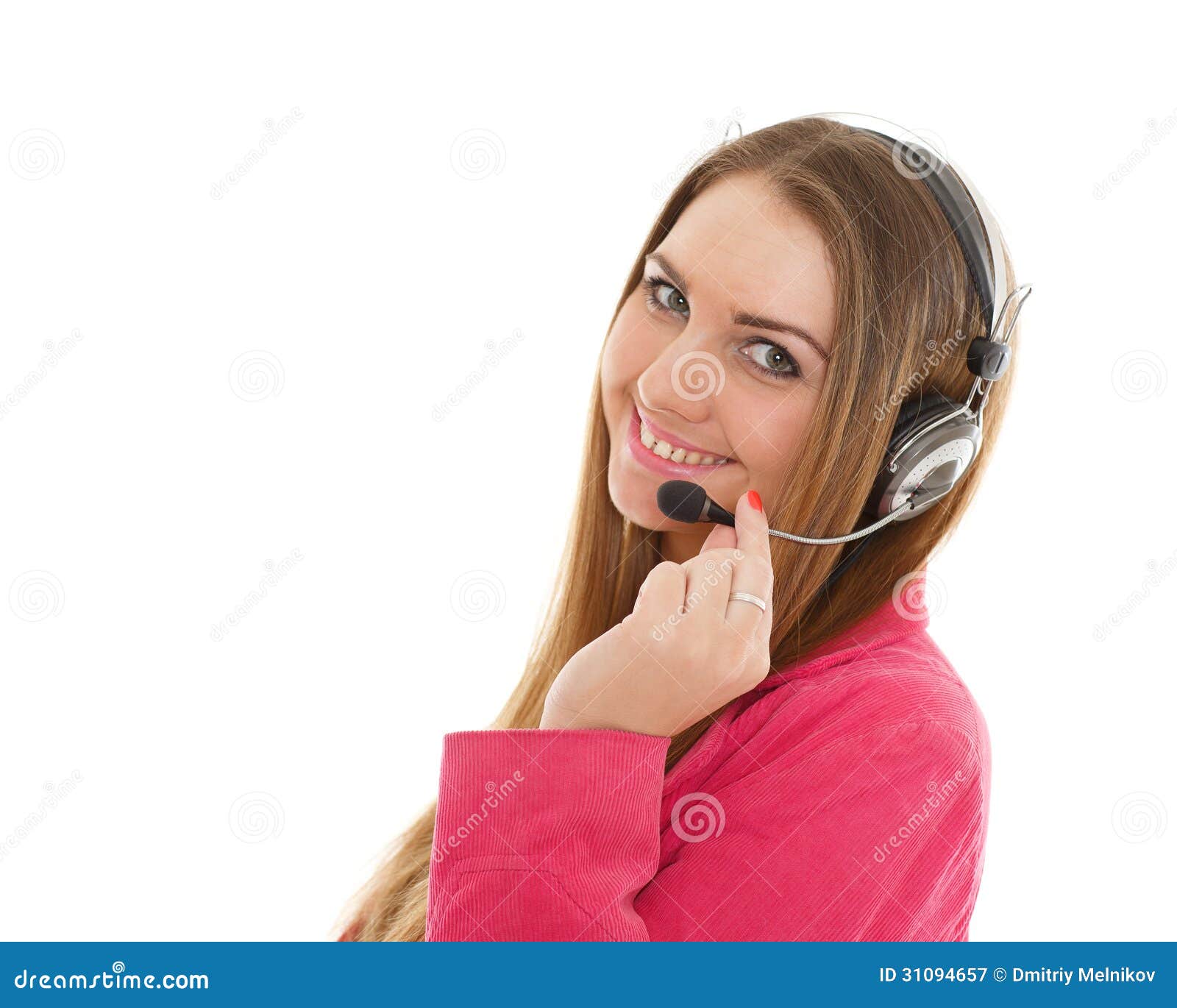 Happy Business Woman with Headset. Stock Image - Image of helpline ...