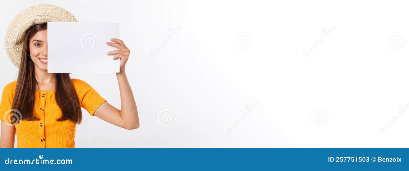 Happy Business Woman Holding Big White Sign Board. Gray Wall Back Stock ... Happy Business Woman Holding Big White Sign Board. Gray Wall Back Stock ...