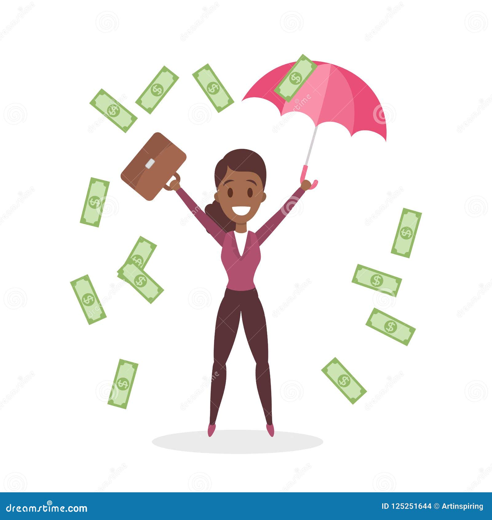 Happy Business Woman Jumping Surrounded by Money Stock Vector ... Happy Business Woman Jumping Surrounded by Money Stock Vector ...