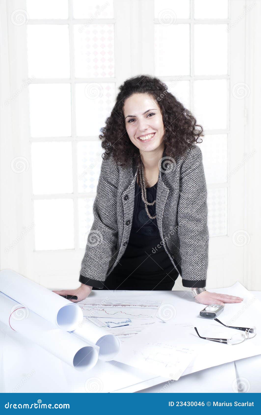 Happy Business Woman at Work Stock Photo - Image of success, smiling ...