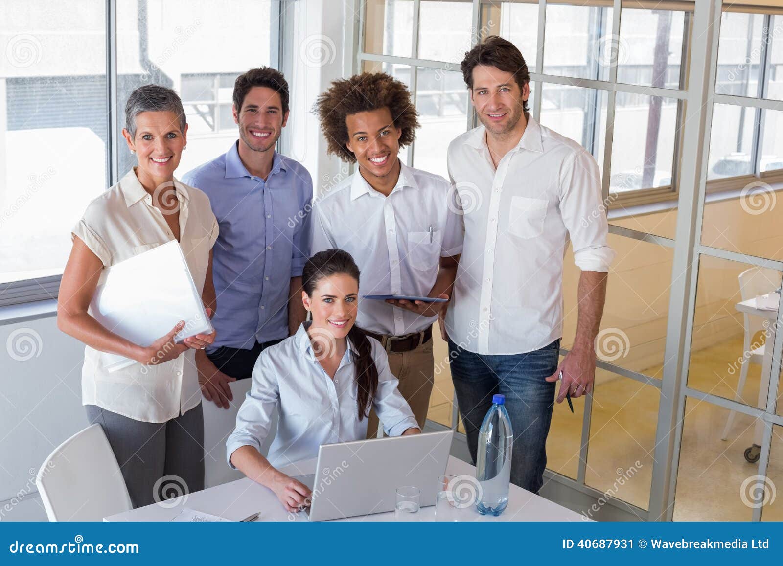 Happy Business Workers Smiling at the Camera Stock Image - Image of ...