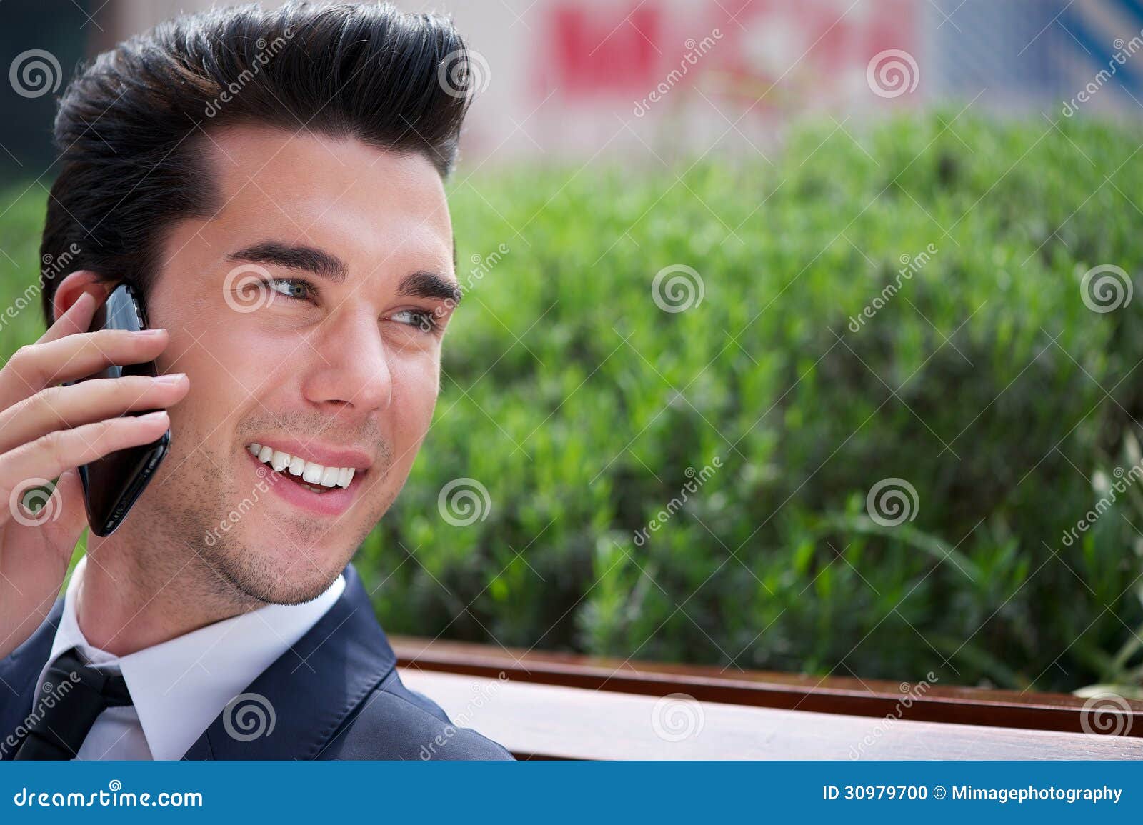 Happy Businessman Calling on Mobile Phone Outdoors Stock Photo - Image ...