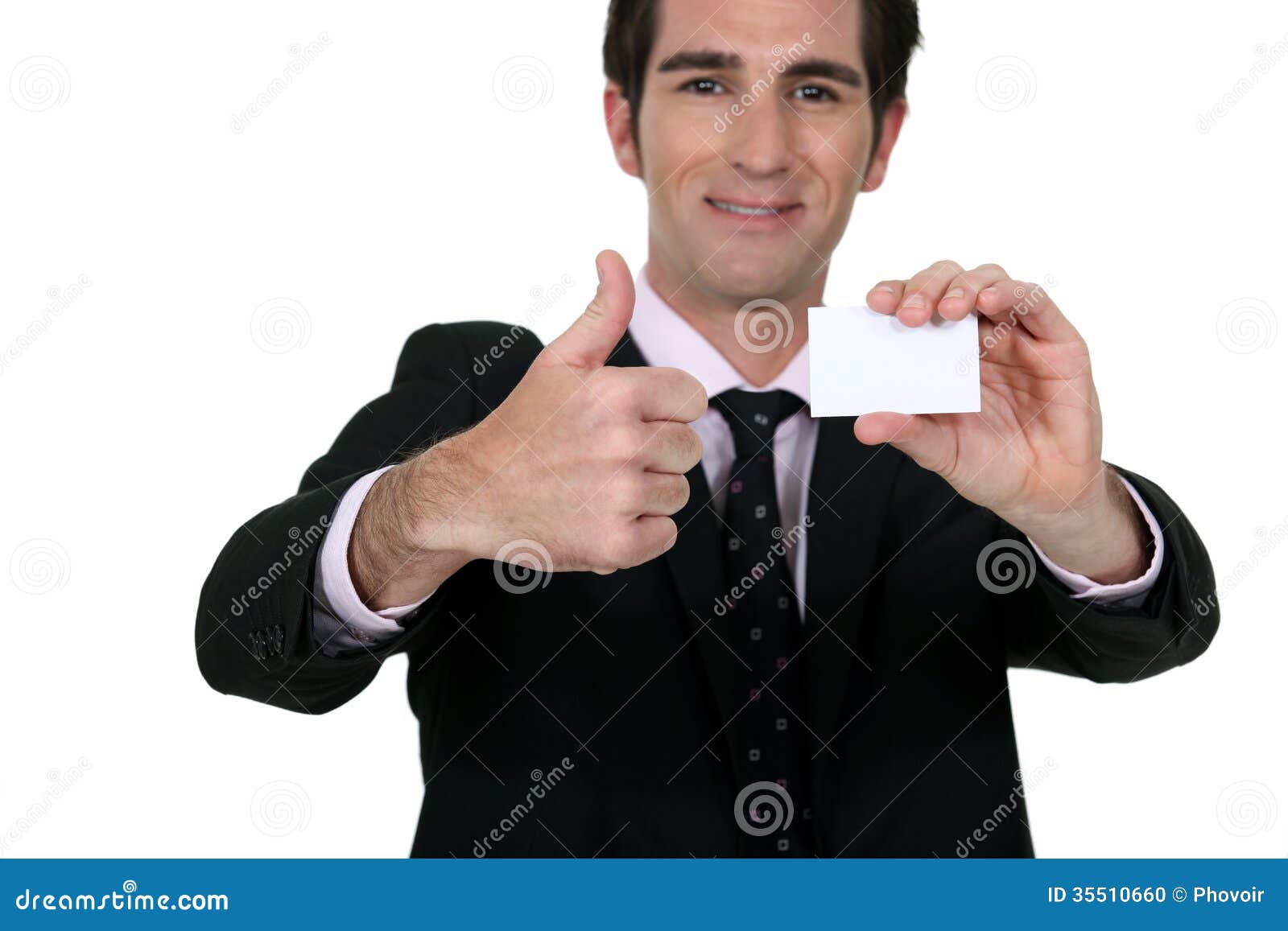 Happy Businessman with Card Stock Photo - Image of hand, meeting: 35510660