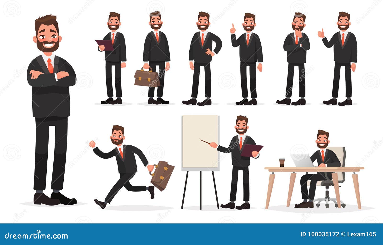 Happy Businessman. a Character Set of an Office Worker Man in Various ... Happy Businessman. a Character Set of an Office Worker Man in Various ...