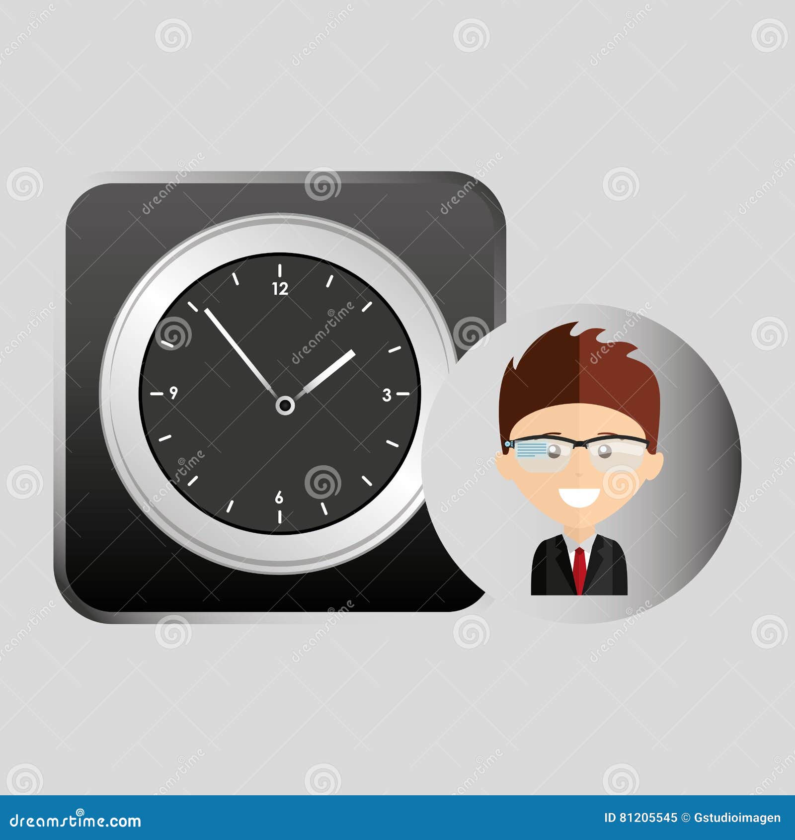 Happy Businessman Clock Network Media Icon Stock Vector - Illustration ...