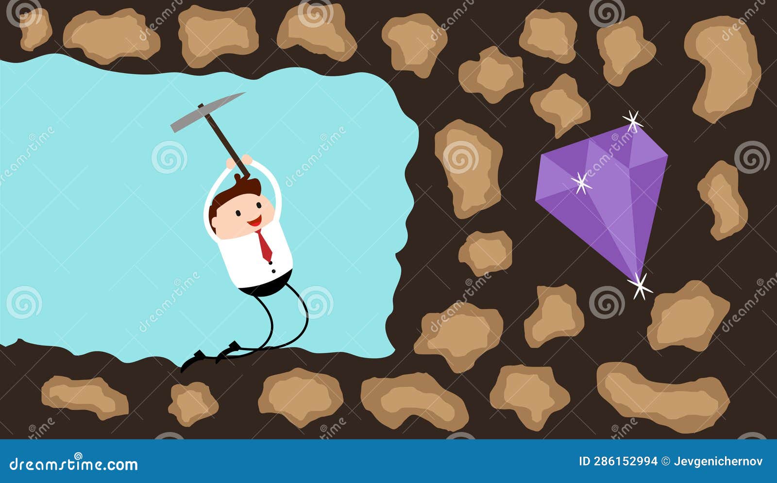 Happy Businessman Digging for Diamond Treasure Stock Vector ...
