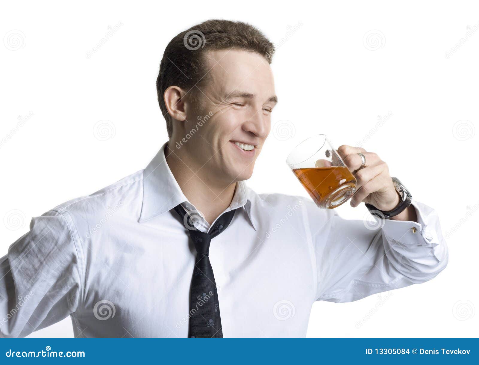 Happy Businessman Drinking Tea Stock Photo - Image of morning ...