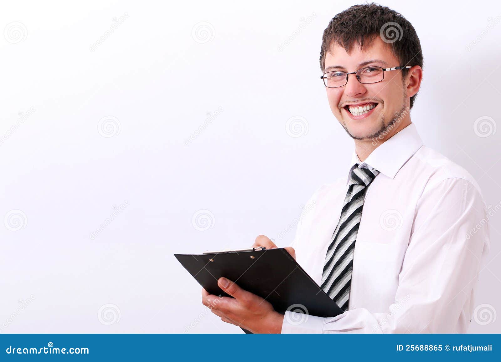 Happy Businessman is Filling Documents Stock Image - Image of adult ...