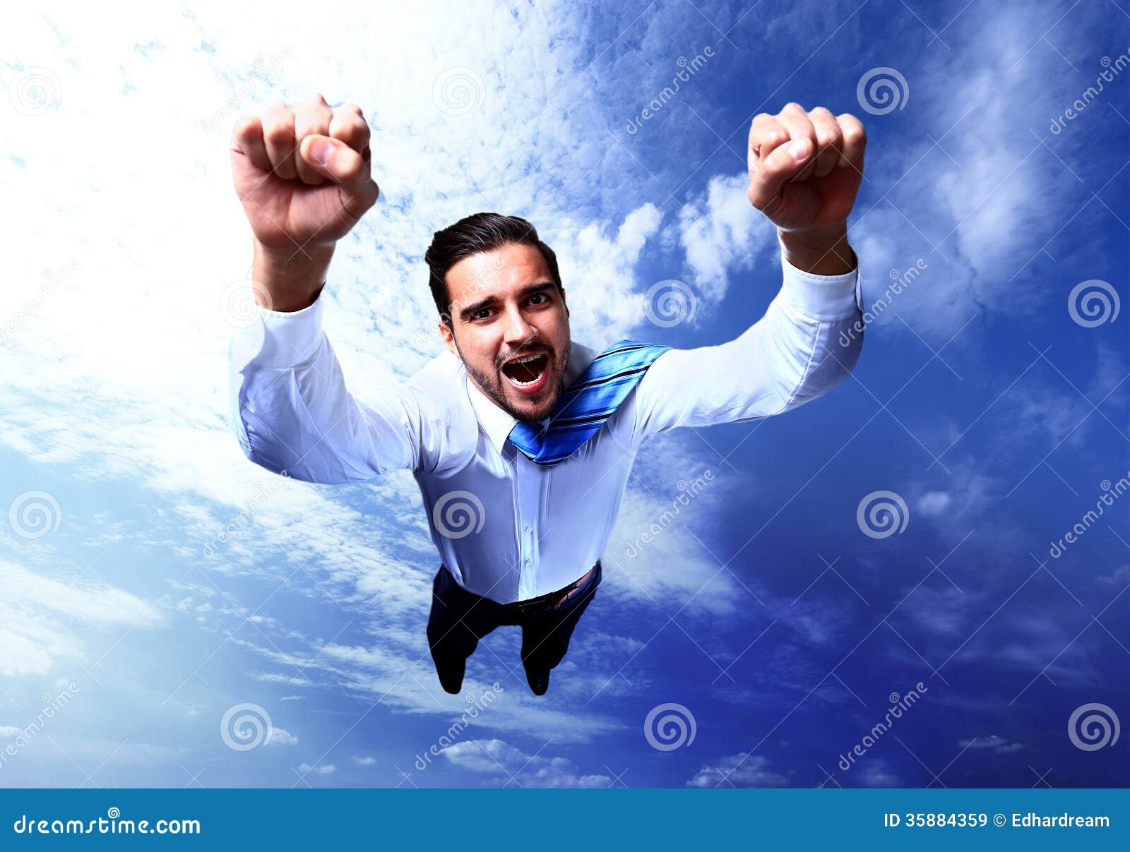 Happy businessman flying stock image. Image of news, jumper - 35884359
