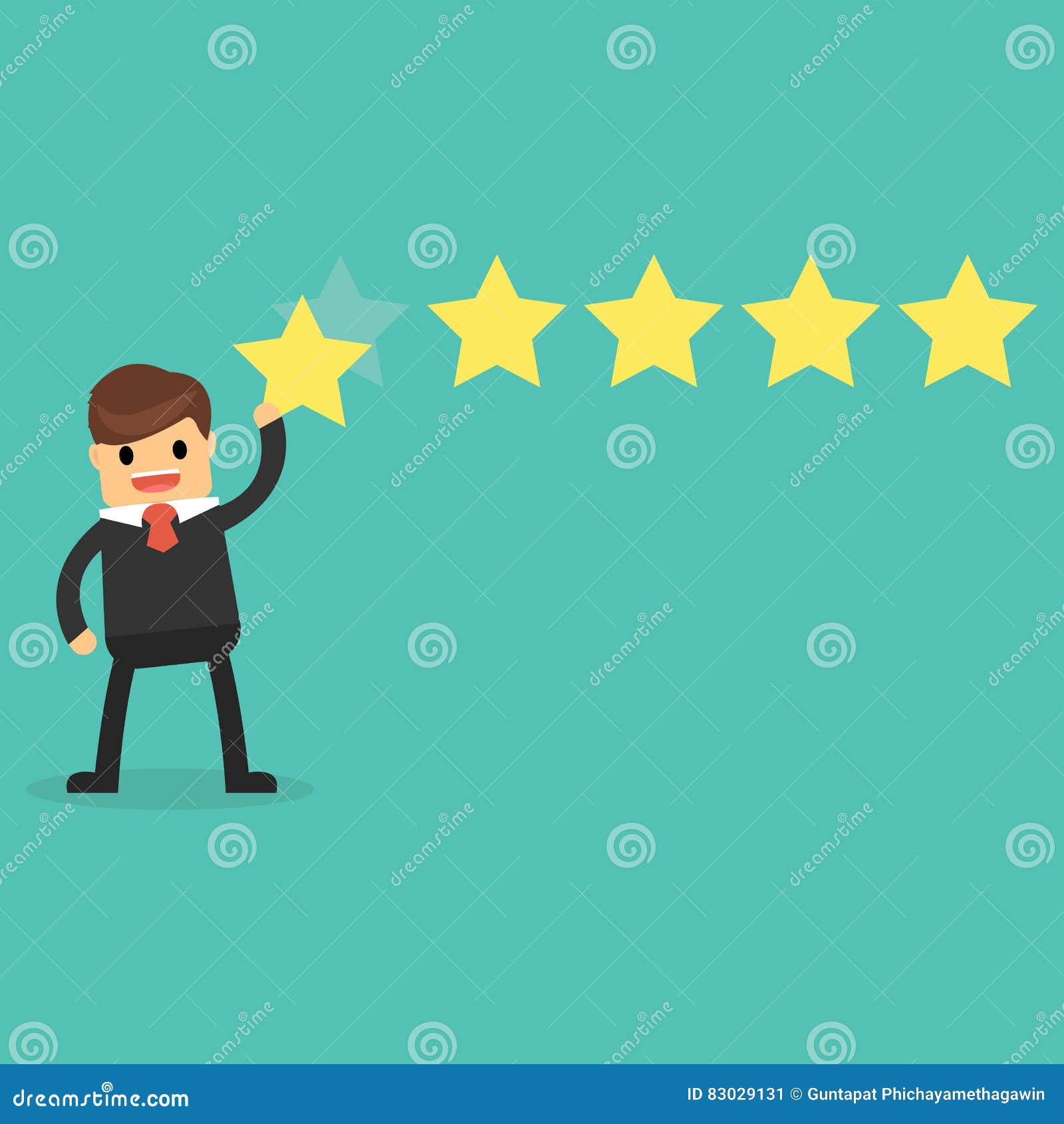 Happy Businessman Giving Five Star Rating. Stock Vector - Illustration ...