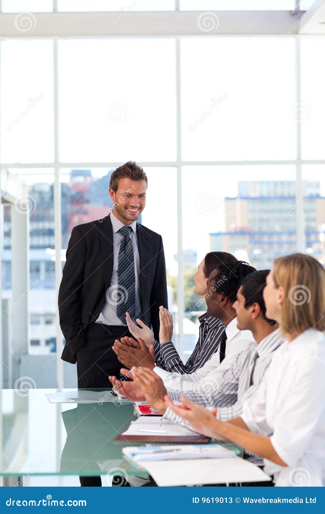 Happy Businessman after Giving a Presentation Stock Image - Image of ...