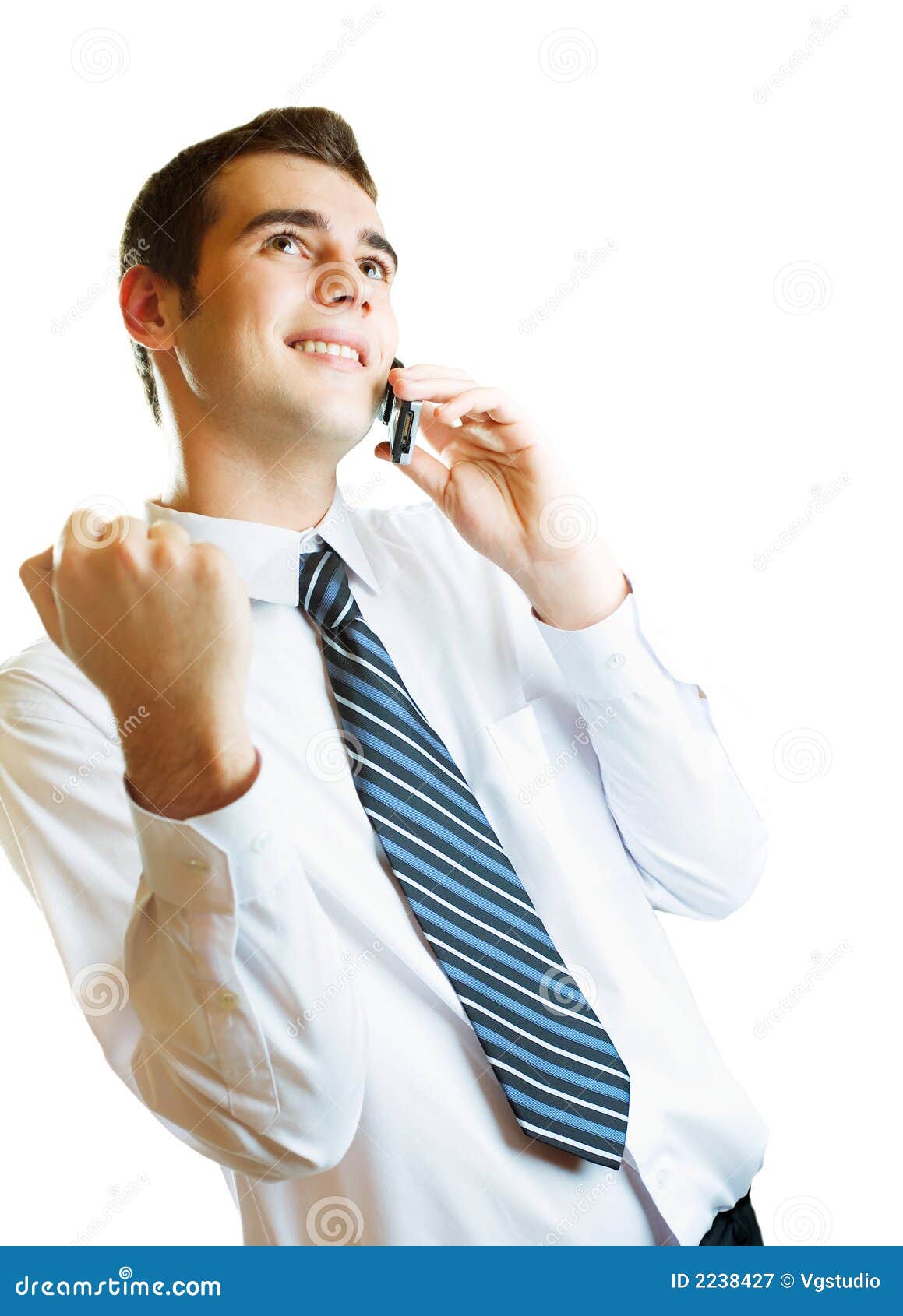 Happy Businessman, Isolated Stock Image - Image of mobile, businessman ...