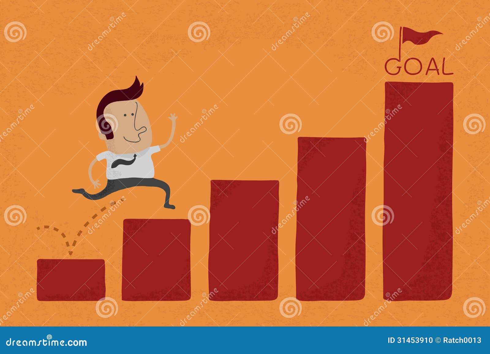 Happy Businessman Jump Over Graph Stat To Goal Stock Vector ...