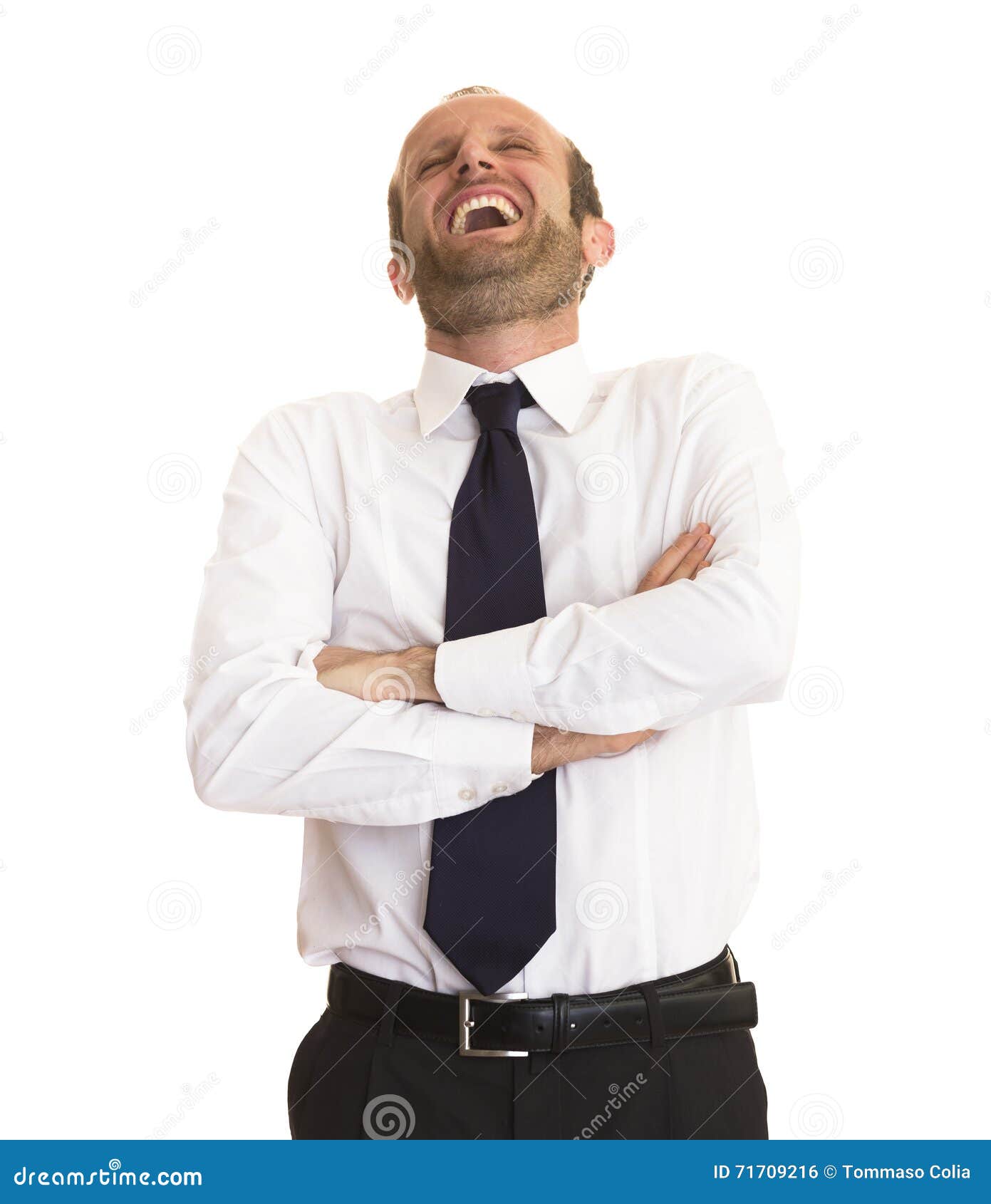Happy businessman laughing stock photo. Image of joking - 71709216