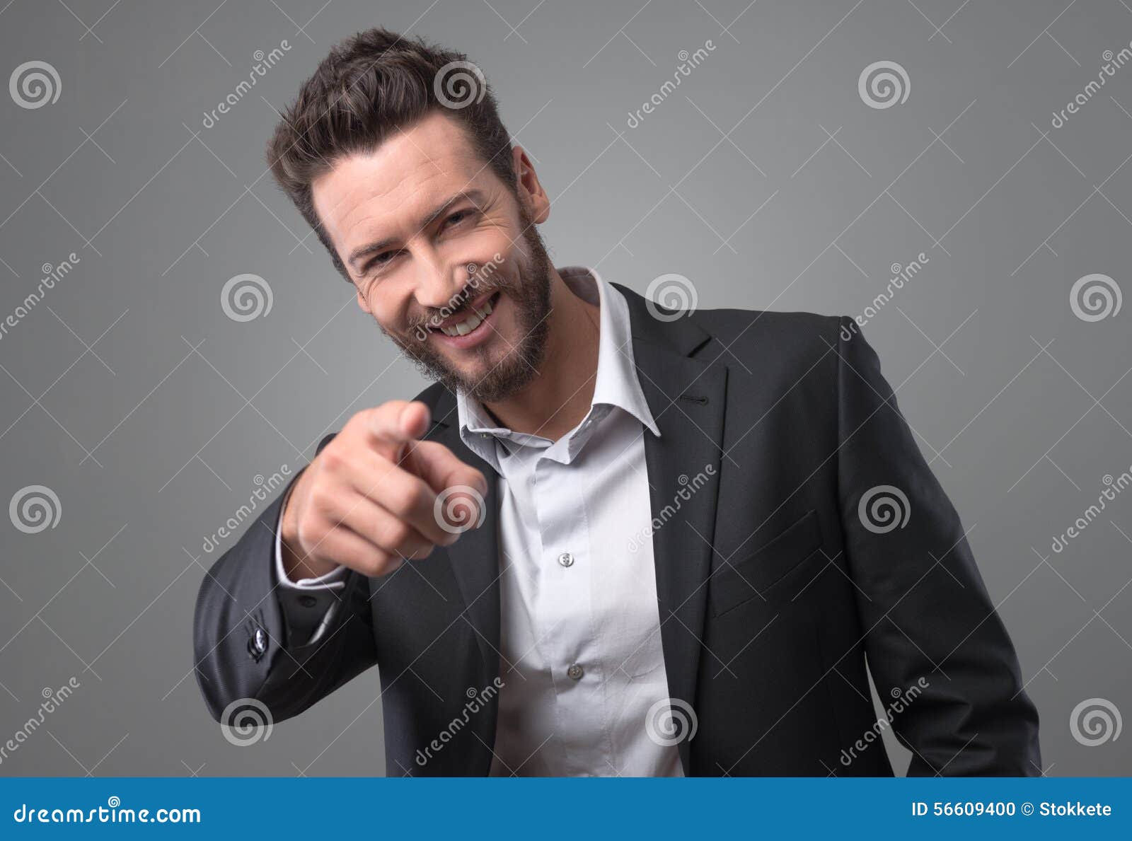 Happy Businessman Laughing and Pointing Finger Stock Photo - Image of ...