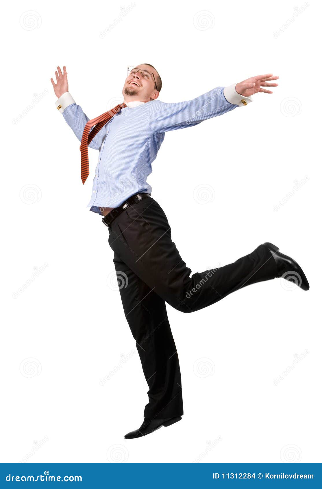 Happy Businessman Leaping into the Air Stock Photo - Image of executive ...