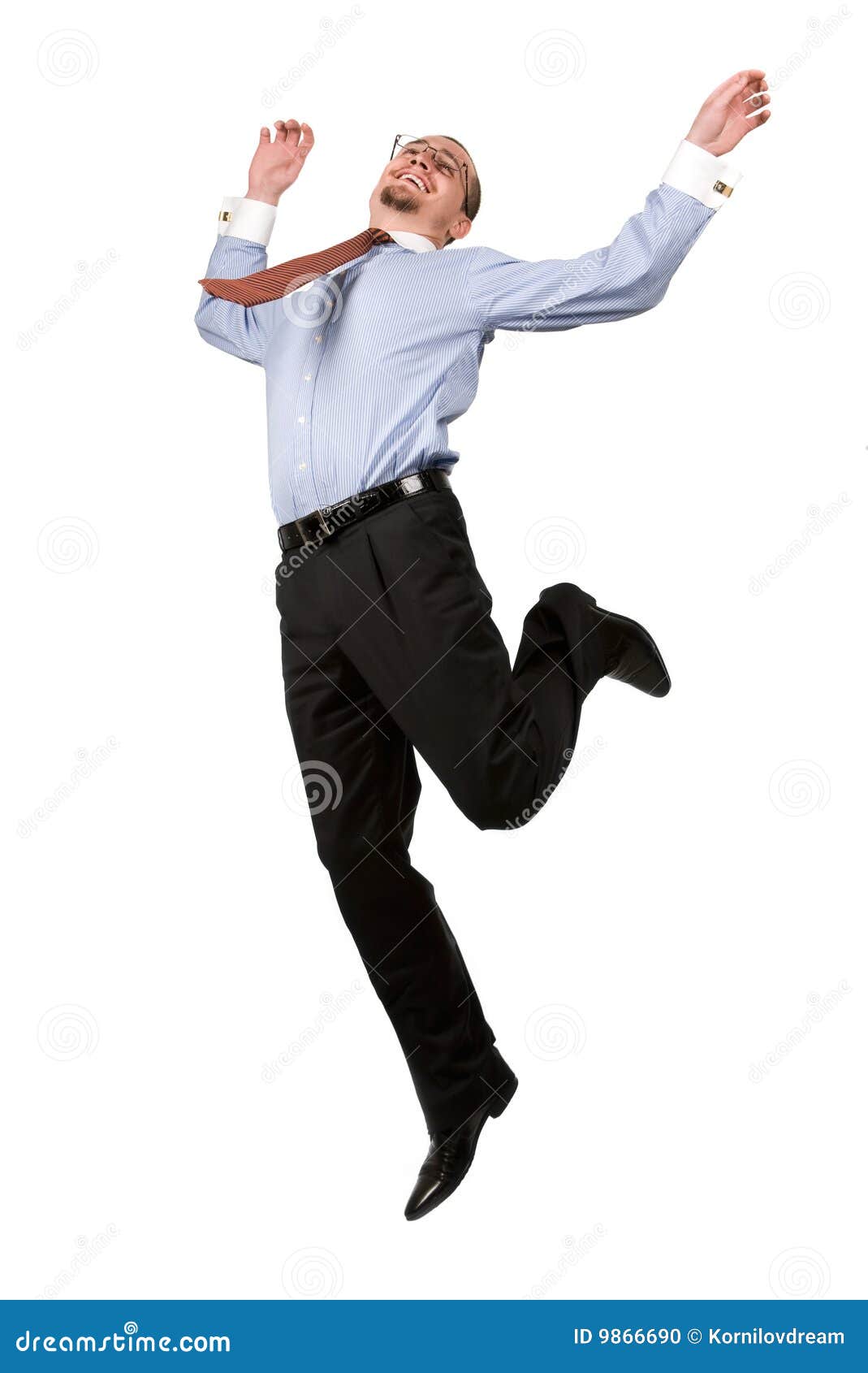 Happy Businessman Leaping into the Air Stock Photo - Image of ...