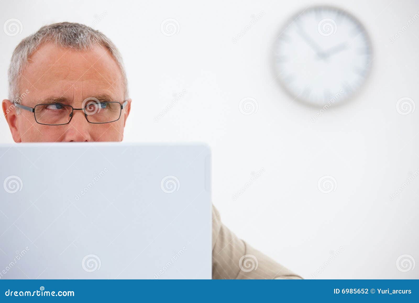 Happy Businessman Looking Discreetly at Copy Space Stock Photo - Image ...