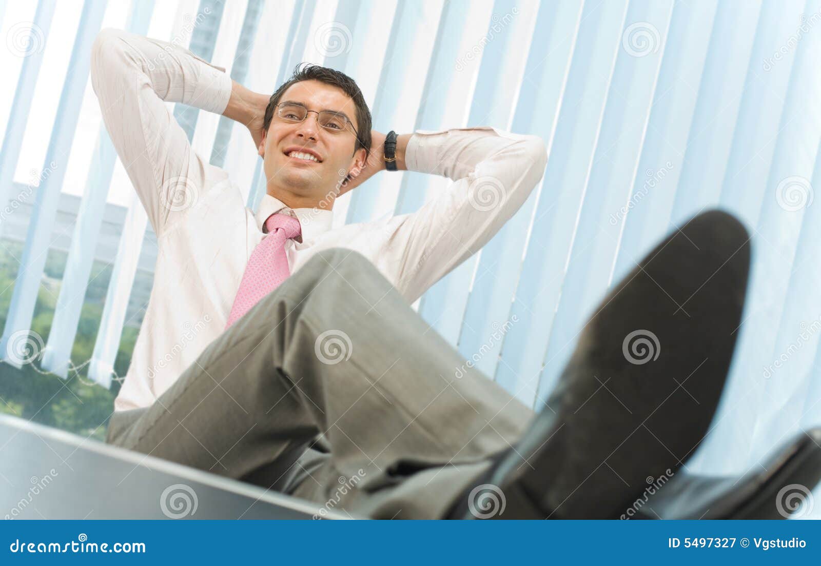 Happy Businessman at Office Stock Image - Image of relax, joyful: 5497327