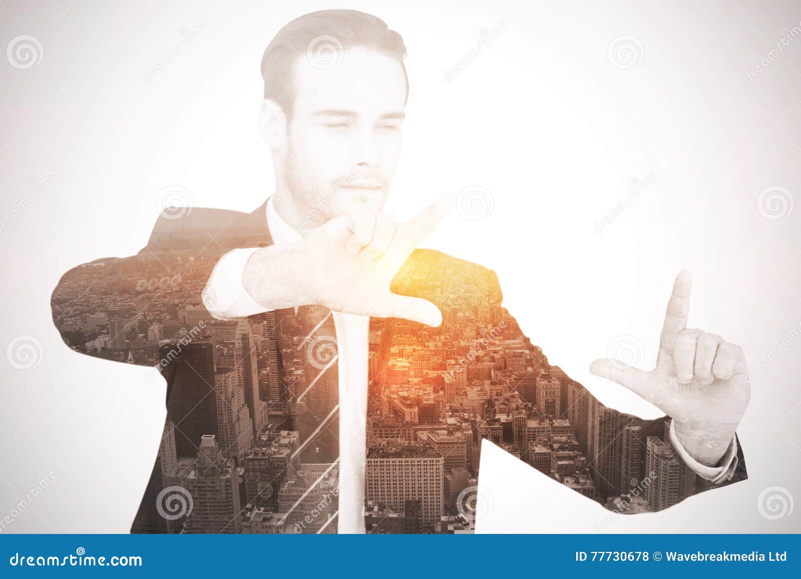 Happy Businessman Pointing with Fingers Stock Photo - Image of business ...