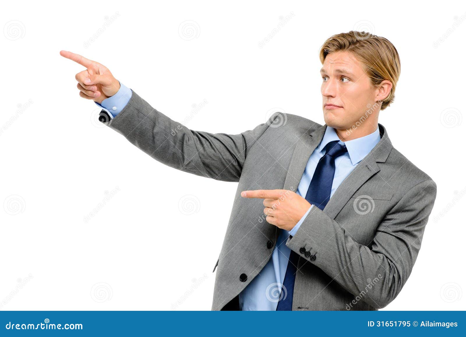 Happy Businessman Pointing Isolated on White Background Stock Image ... Happy Businessman Pointing Isolated on White Background Stock Image ...