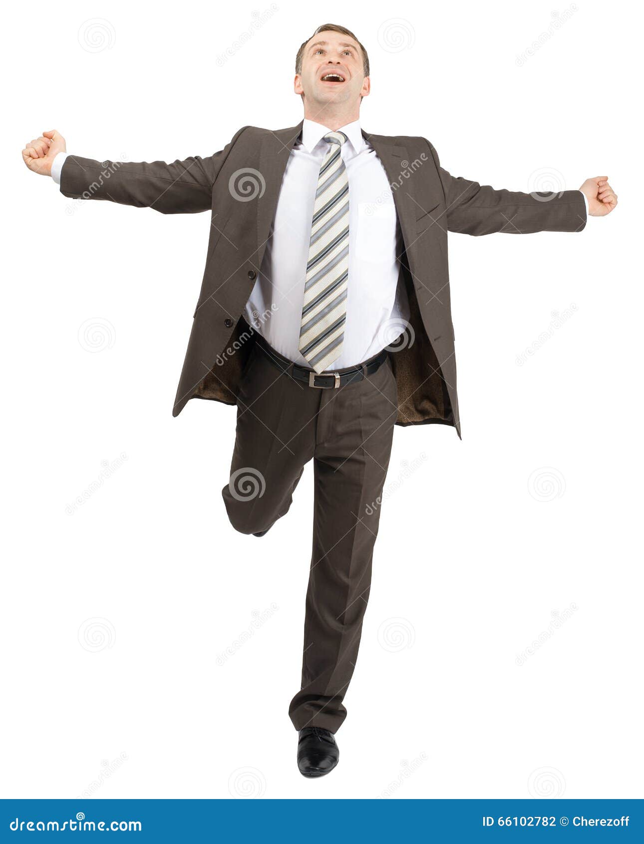 Happy Businessman Running Forward Stock Photo - Image of businessman ...