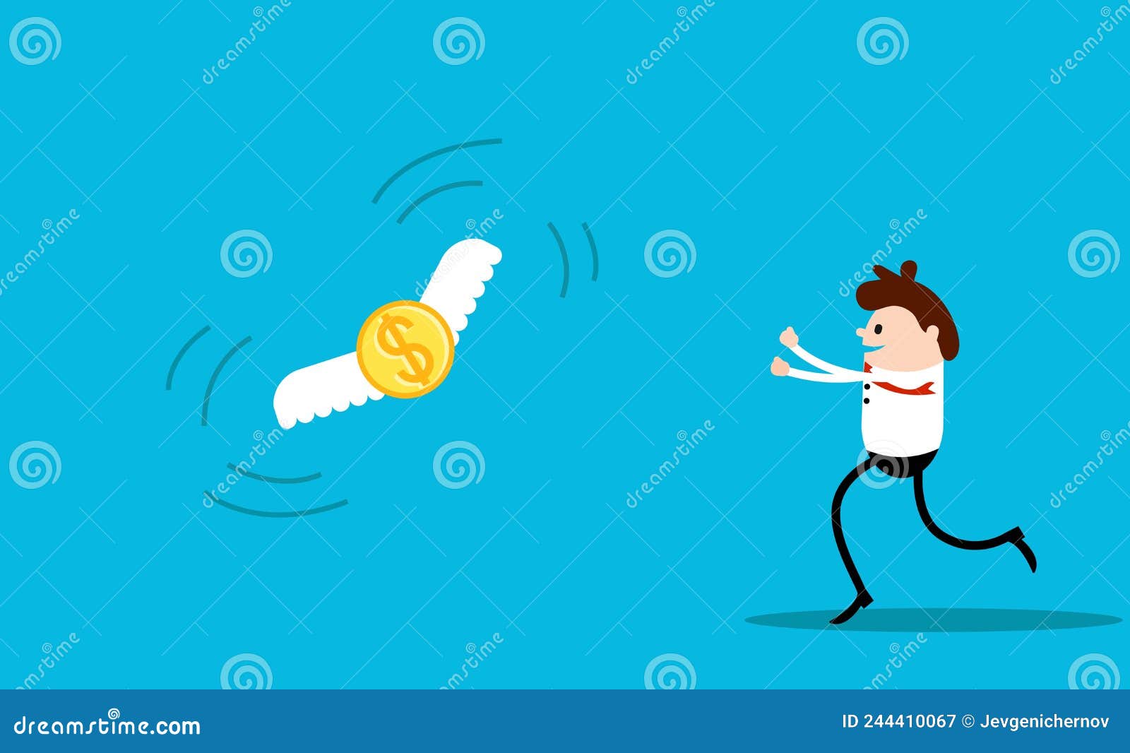 Happy Businessman Running after Money Stock Vector - Illustration of ...