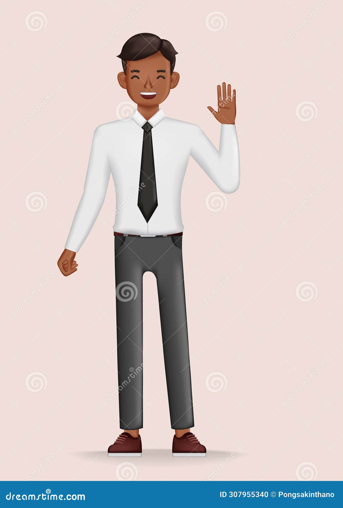 Happy Businessman Saying Hello Character Design. 3d Vector Illustration ...