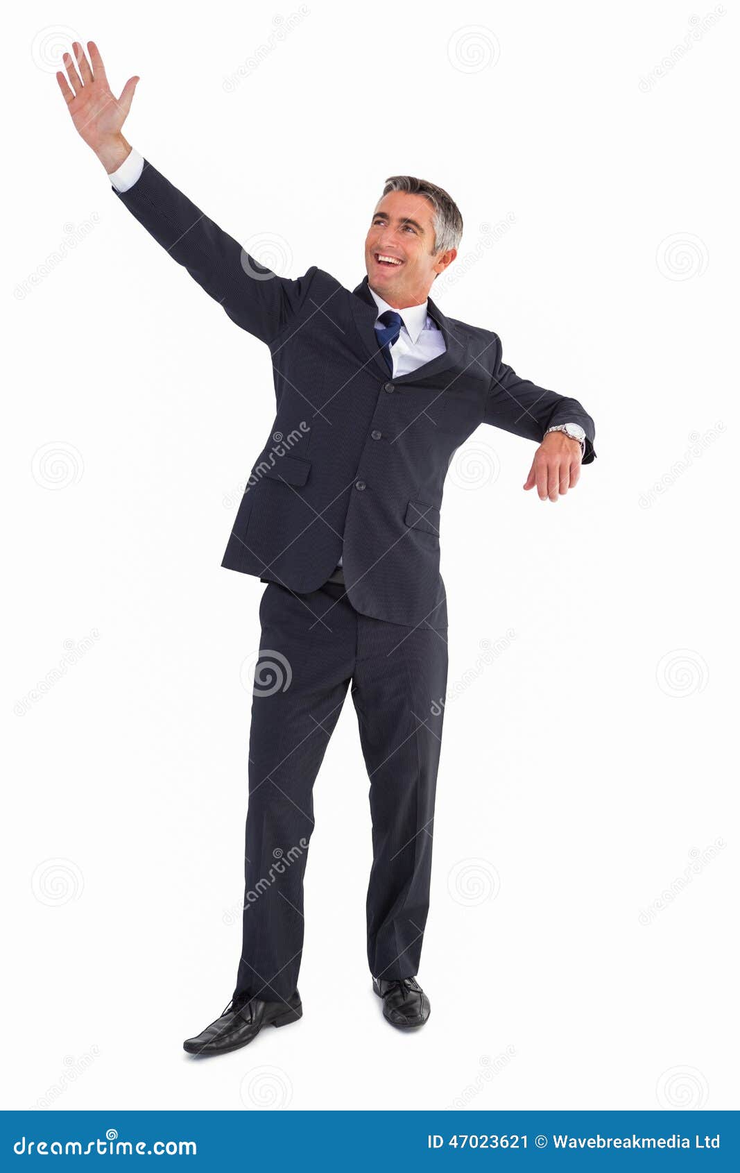 Happy Businessman Standing and Waving Stock Image - Image of ...