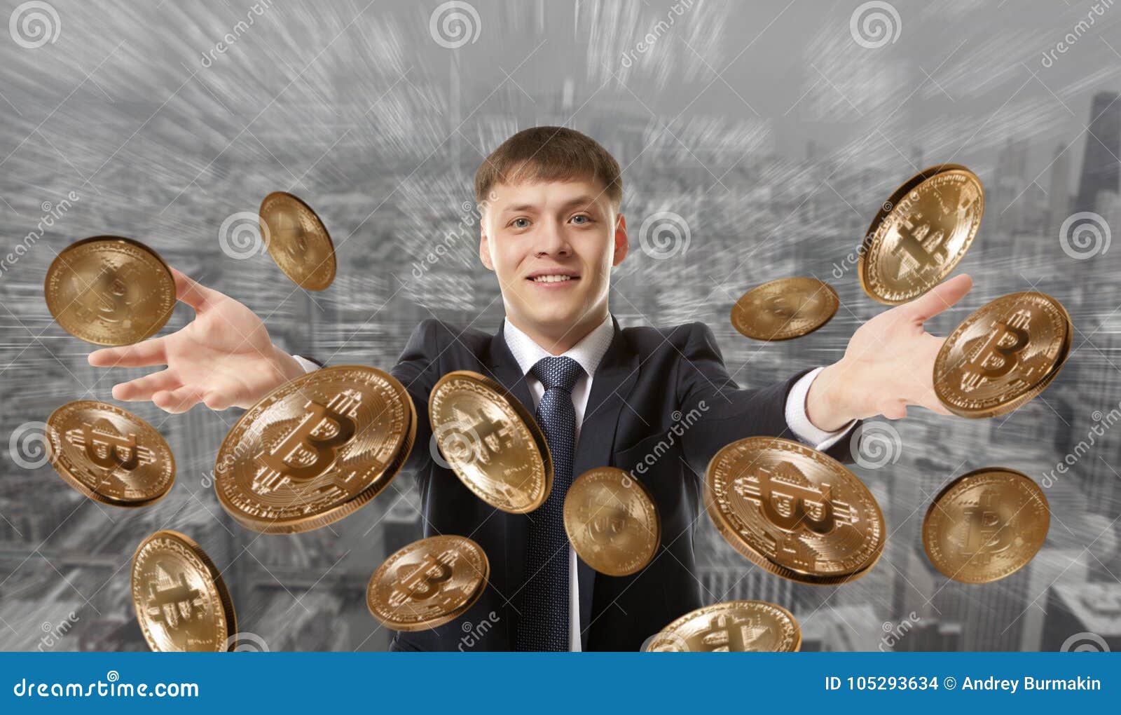 Businessman Throwing Bitcoin Coin Stock Photo - Image of crypto ...