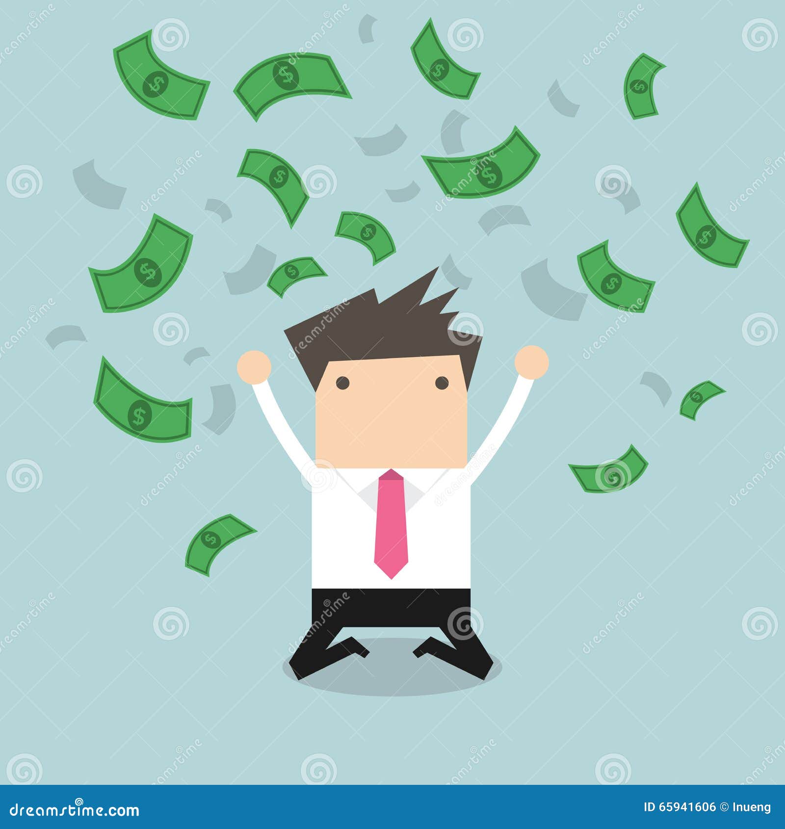 Happy Businessman Throwing Money Up Stock Vector - Illustration of ...