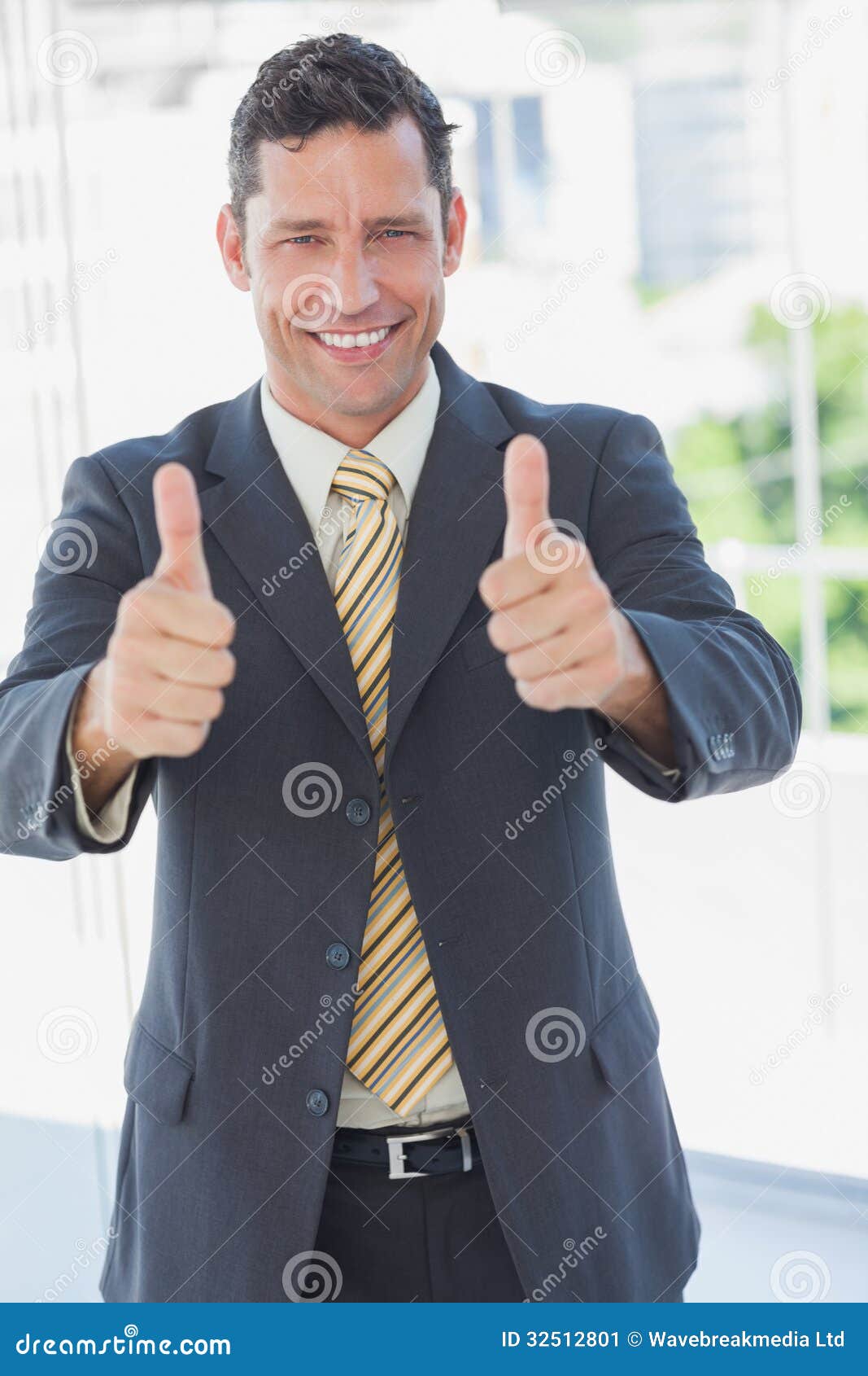 Happy Businessman with Thumbs Up Stock Image - Image of mature, gesture ...