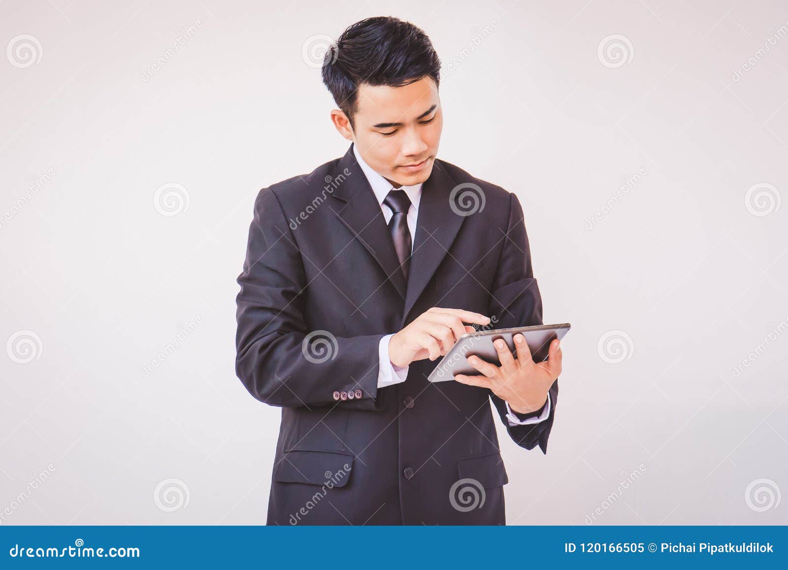 Happy Businessman Using Digital Tablet Stock Image - Image of ...