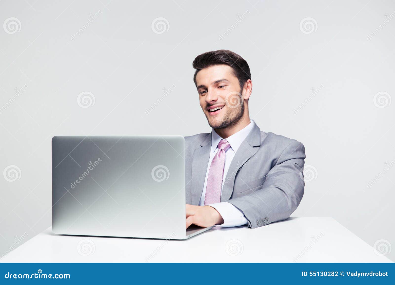 Happy Businessman Using Laptop Stock Photo - Image of happy, legal ...