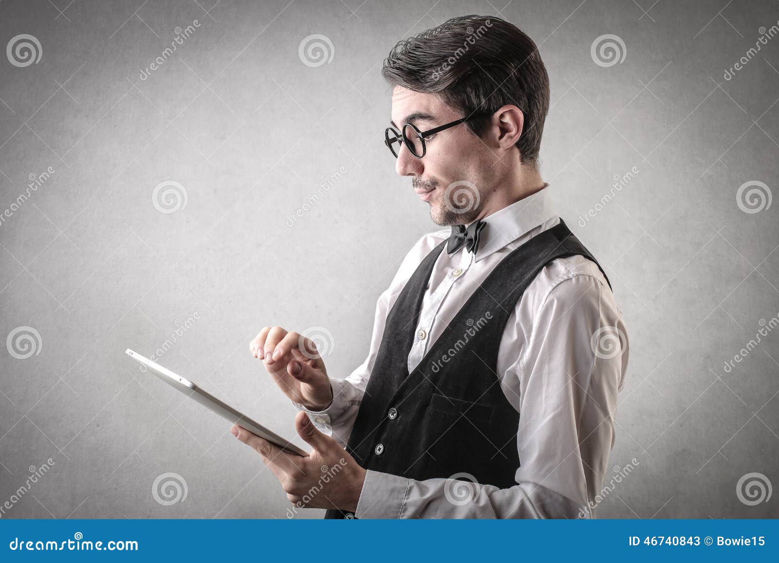 Happy Businessman Using a Tablet Stock Image - Image of businessman ...