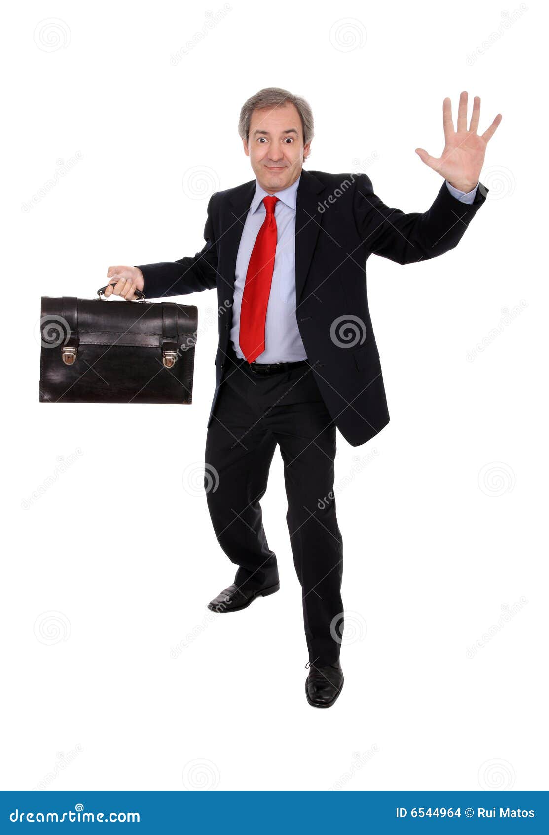 Happy businessman waving stock photo. Image of looking - 6544964