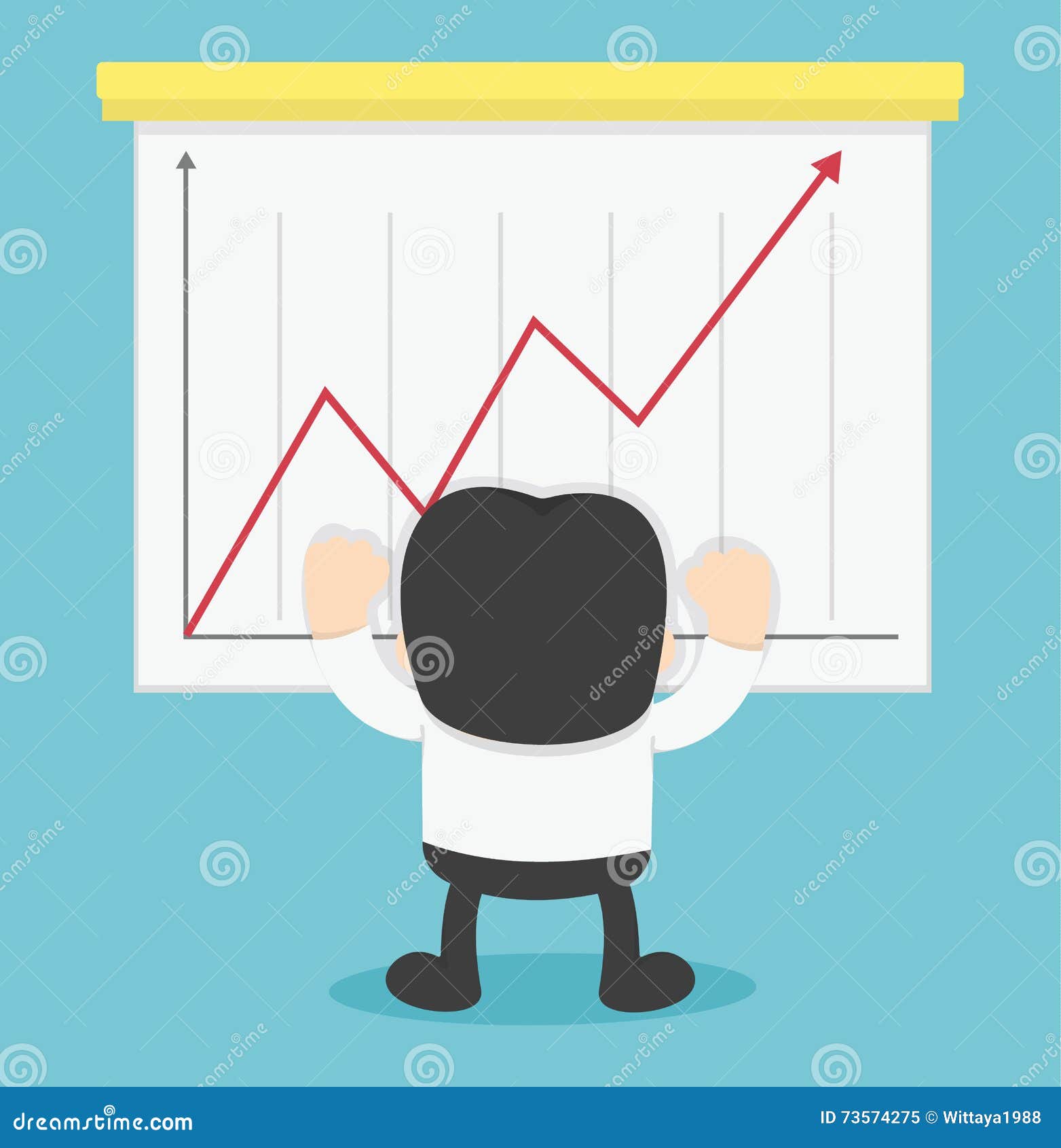 Happy Businessman Winner with Red Growth Graph Arrow Stock Vector ...