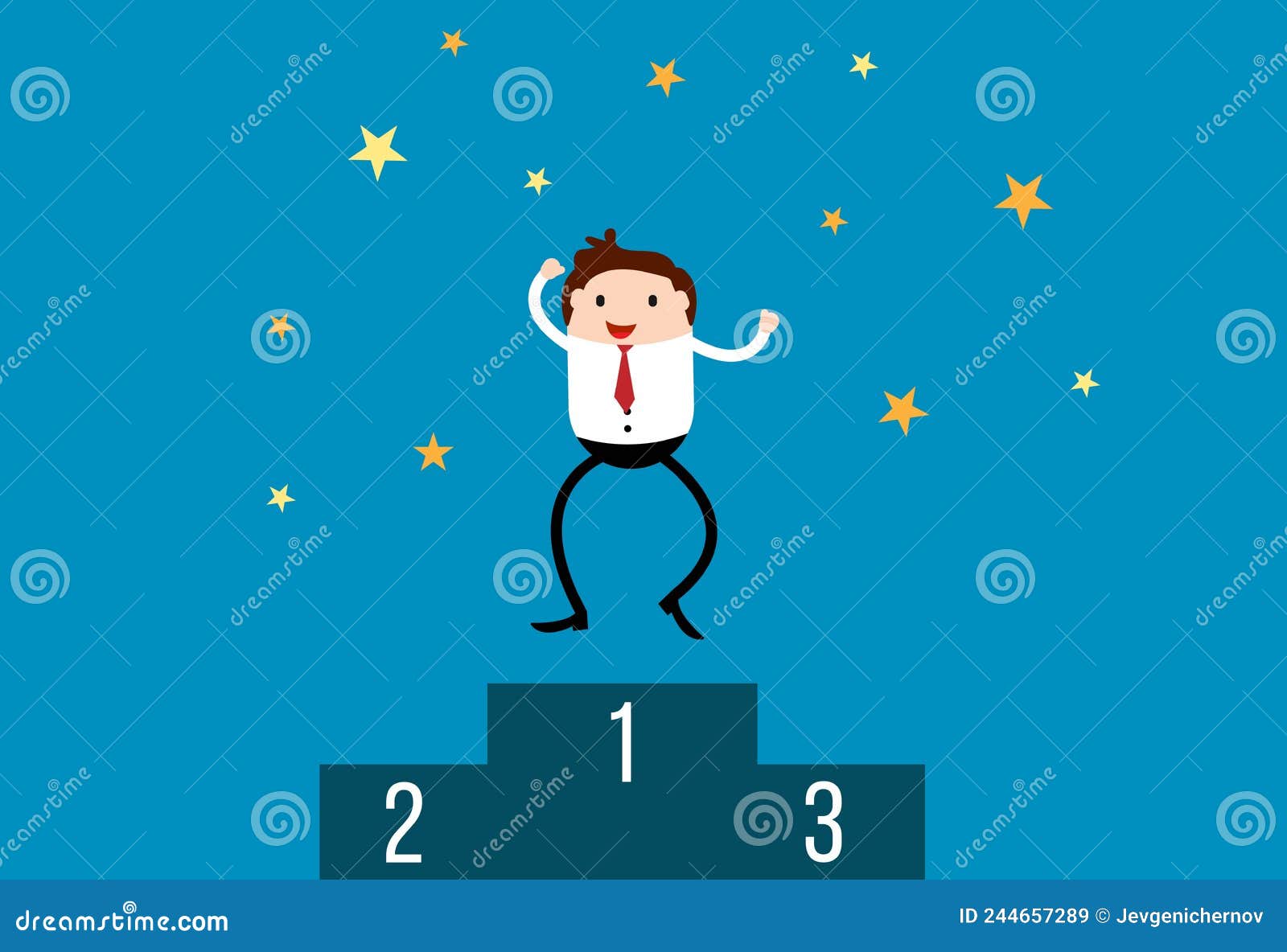Happy Businessman Won First Place in Competition Stock Illustration ...