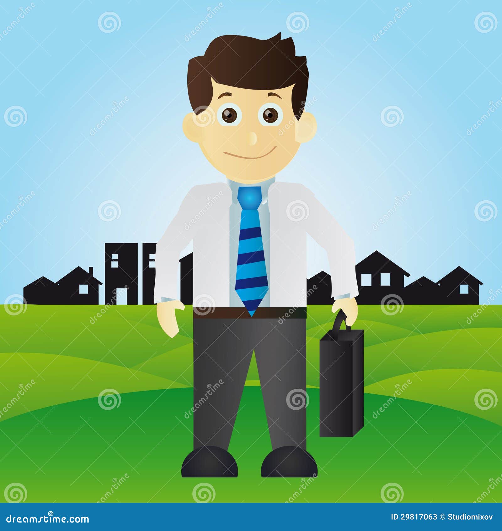 Happy Businessman Resting And Dreaming. Outline, Linear, Thin Line ...