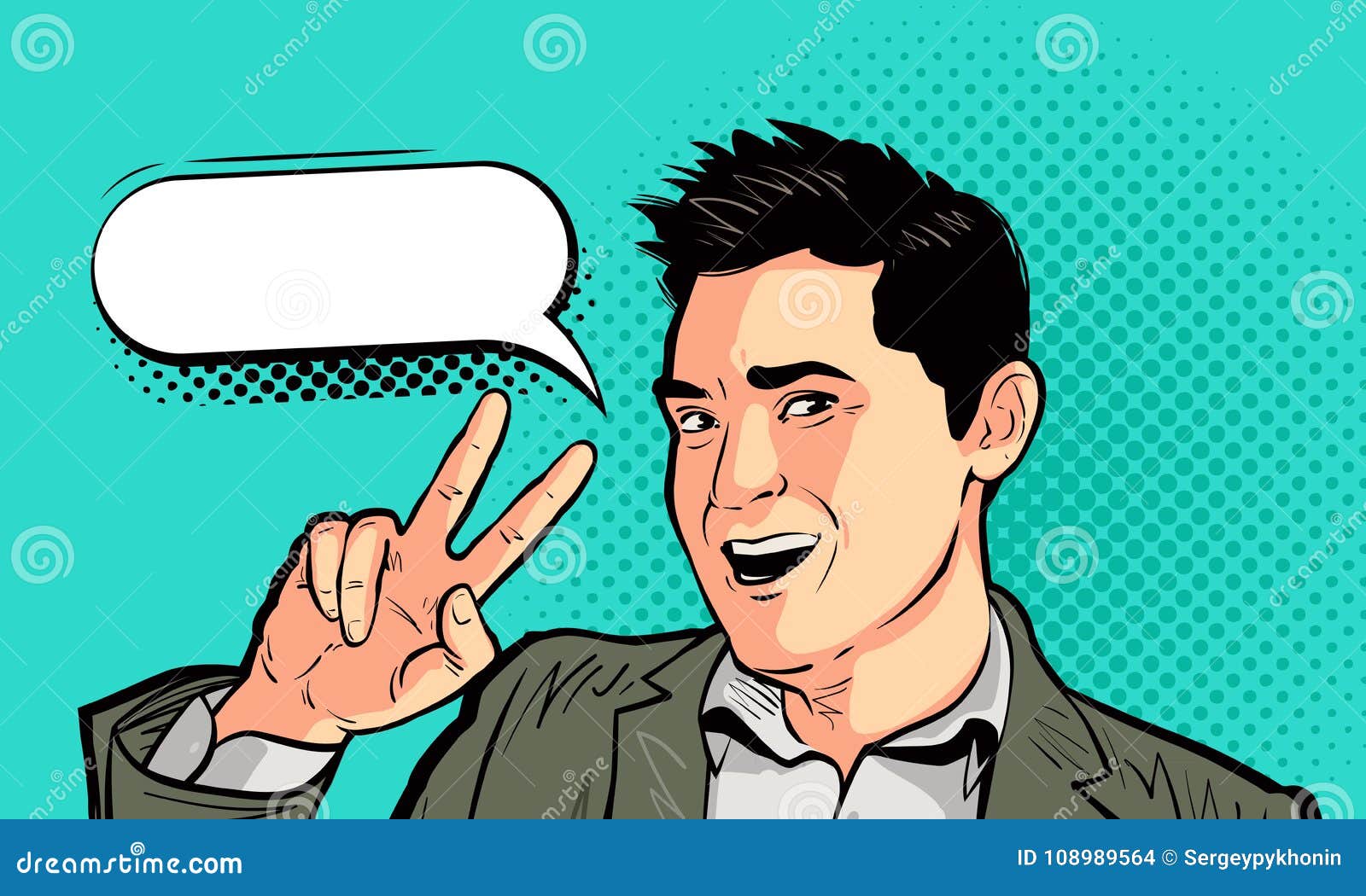 Happy Businessman or Young Man in Pop Art Retro Comic Style. Victory ... Happy Businessman or Young Man in Pop Art Retro Comic Style. Victory ...