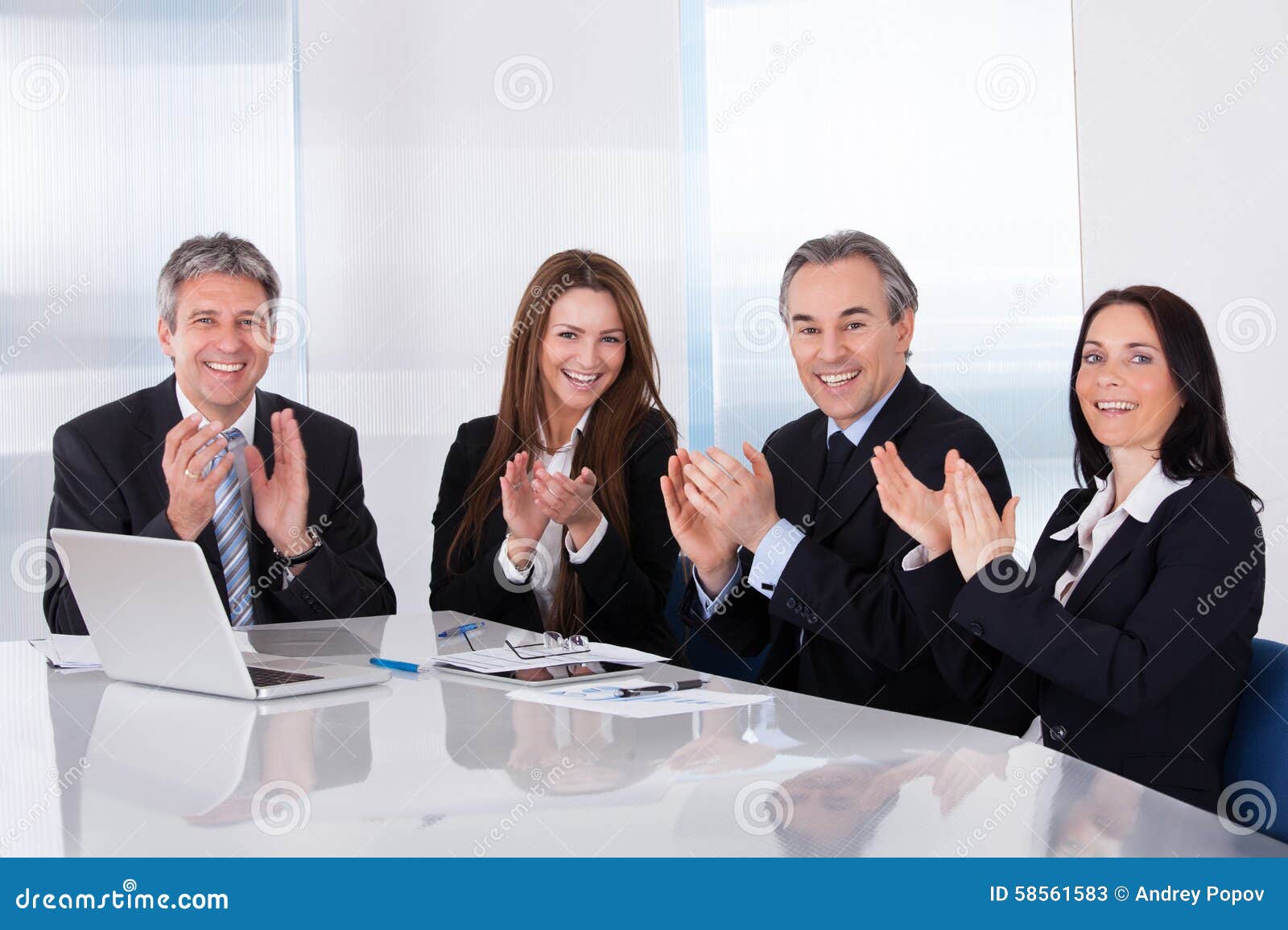 Happy Businesspeople Clapping Stock Image - Image of celebrating ...