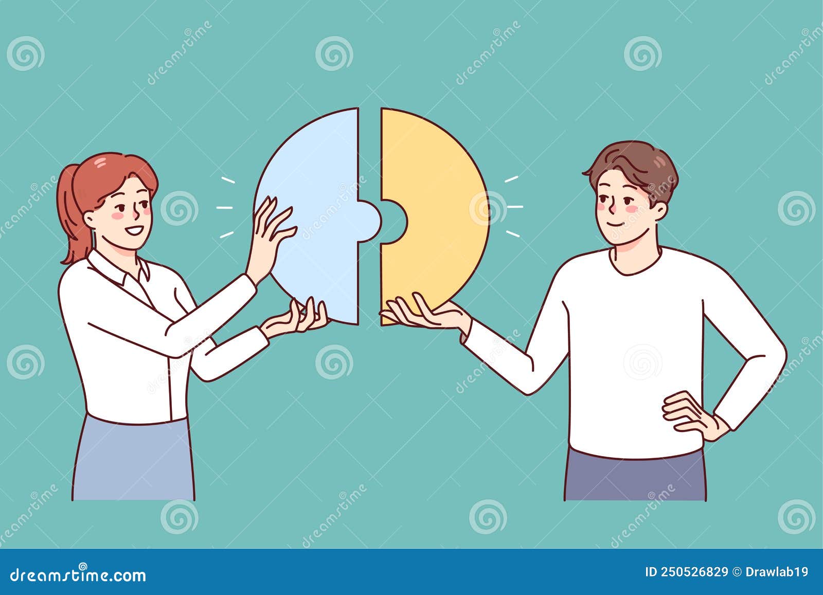 Happy Businesspeople Find Solution Together Stock Vector - Illustration ...