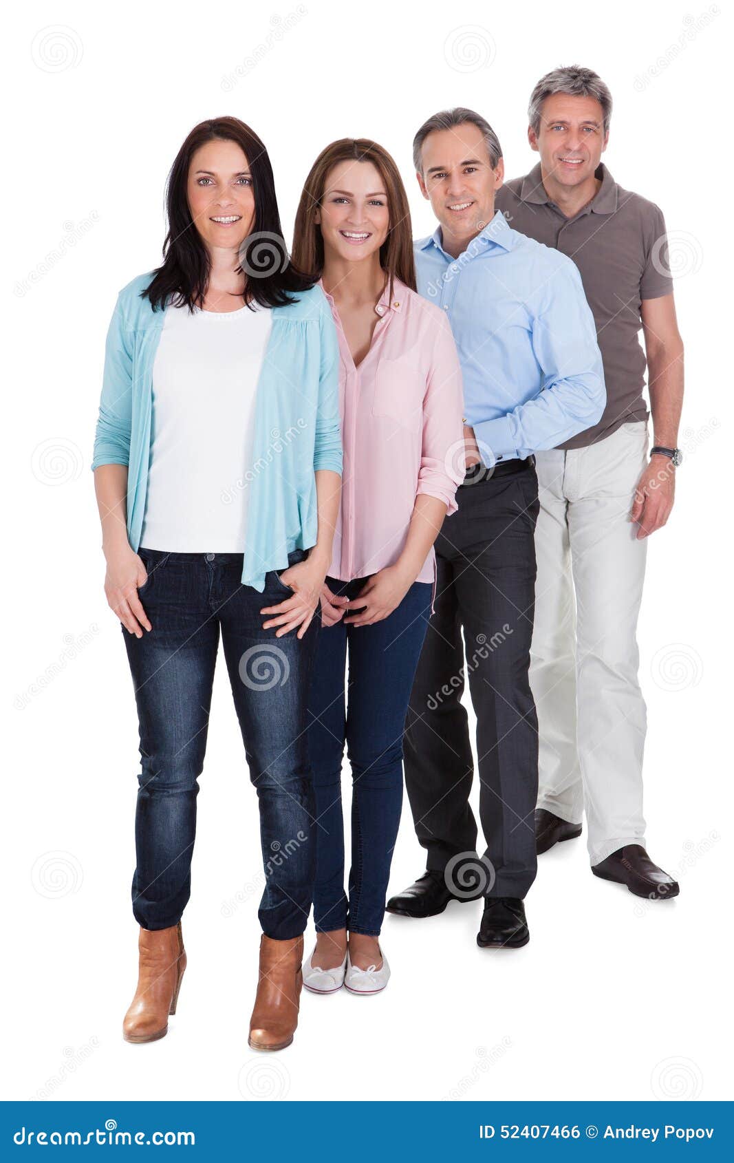 Happy Businesspeople Standing in Row Stock Photo - Image of people ...